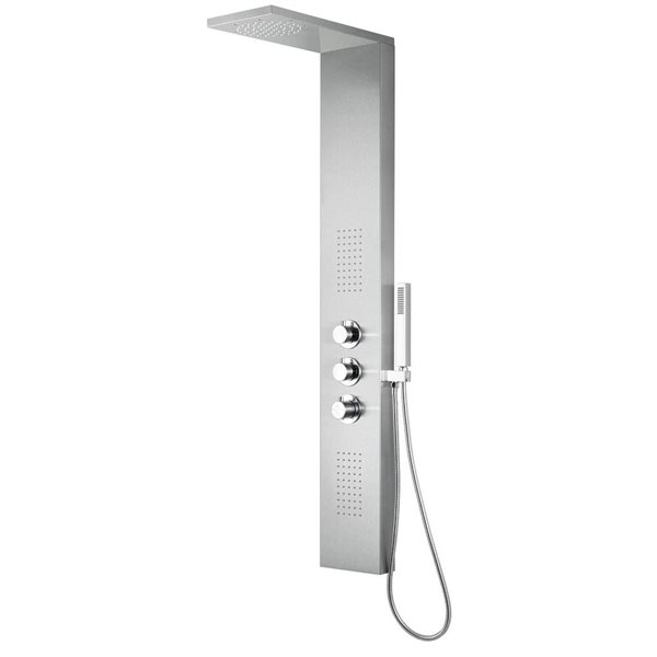 Blue Ocean 56-in Stainless Steel Thermostatic Shower Panel w/ Rainfall ...