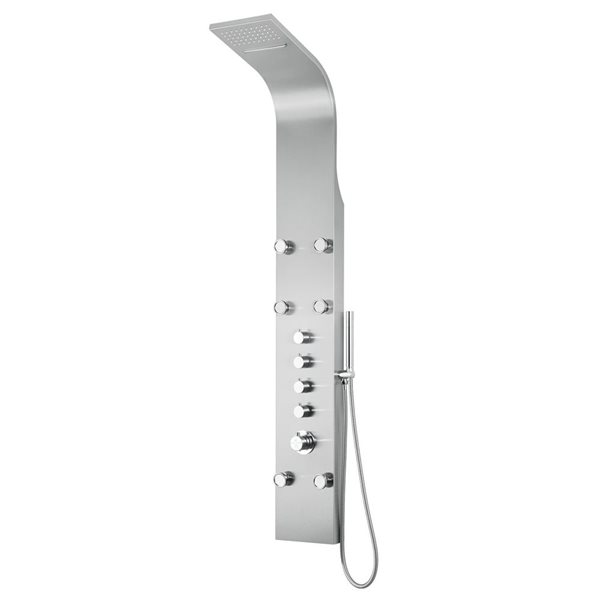 Blue Ocean 62-in Stainless Steel Thermostatic Shower Panel w/ Rainfall ...