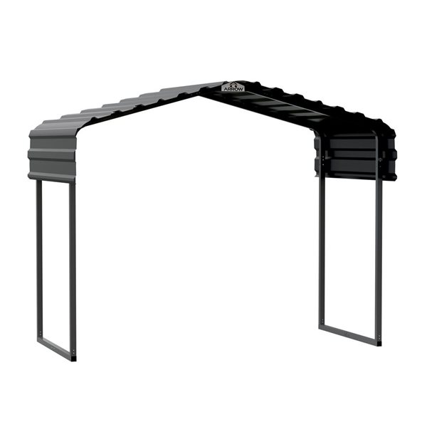 Arrow 10 W x 6 L x 7-ft H Charcoal Galvanized Steel Roof Metal Canopy ...