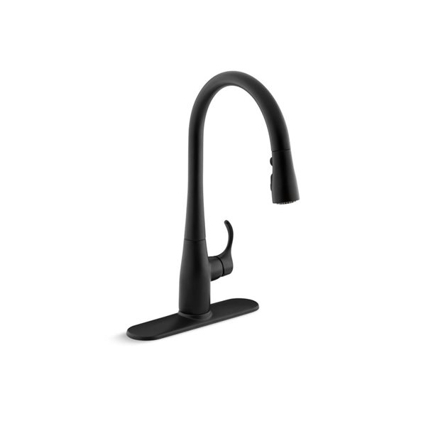KOHLER Simplice Matte Black 1-Handle Deck-Mount Pull Down Kitchen ...