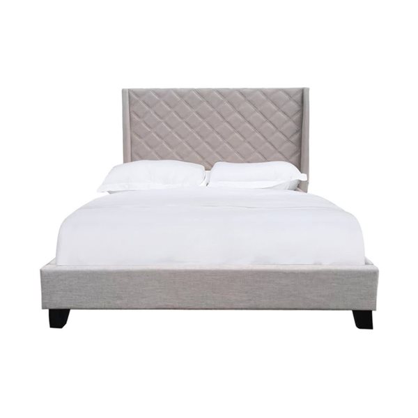 Lit double plate-forme Briar HomeTrend avec capitonnage en tissu beige ...