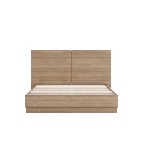 Grand lit à plateforme Nexera Milano chêne brun avec tête de lit 403064 ...