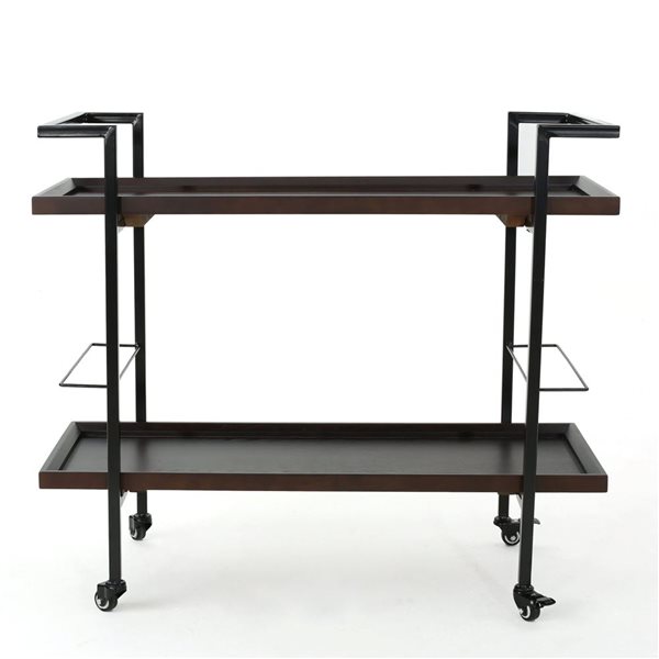 WELLFOR 38 W x 16 D x 33-in H Walnut Brown Wood/Metal Modern Industrial ...