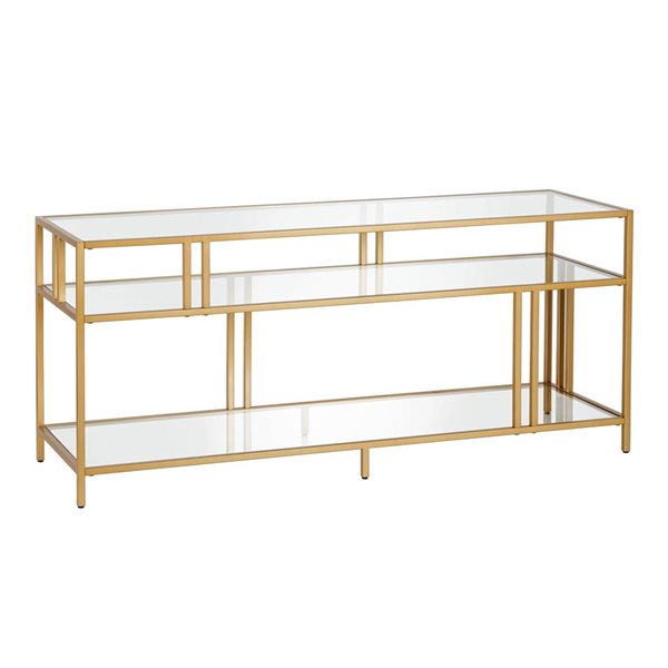 Hailey Home Cortland Brass TV Stand for TVs up to 60-in w/ Glass ...