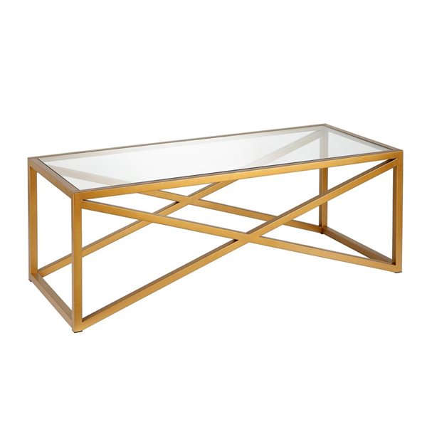 Hailey Home Calix Brass Glass Coffee Table CT0245 | RONA