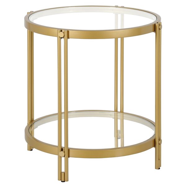 Table d'appoint ronde Inez Hailey Home en laiton et dessus en verre ...