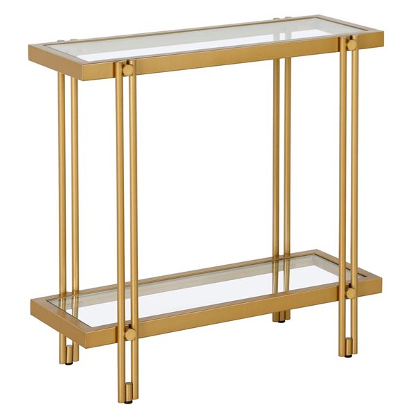 Table d'appoint rectangulaire Inez Hailey Home en laiton et dessus en ...