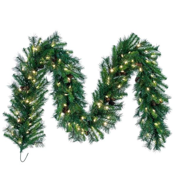 Vickerman 9-ft x 14-in Cheyenne Artificial Christmas Garland w/ 100 ...