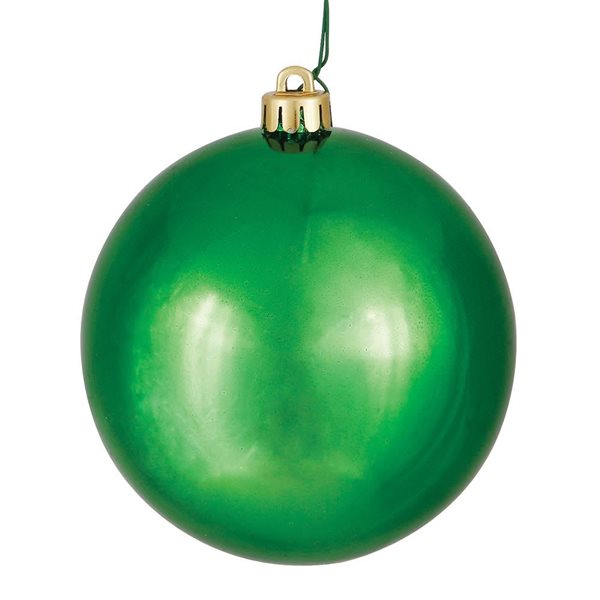 Vickerman 8-in Green Shiny Ball Ornament N592004DSV | RONA
