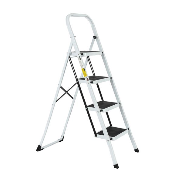 Flynama 330-lb Capacity 4-Step White Steel Ladder Folding Step Stool CT ...