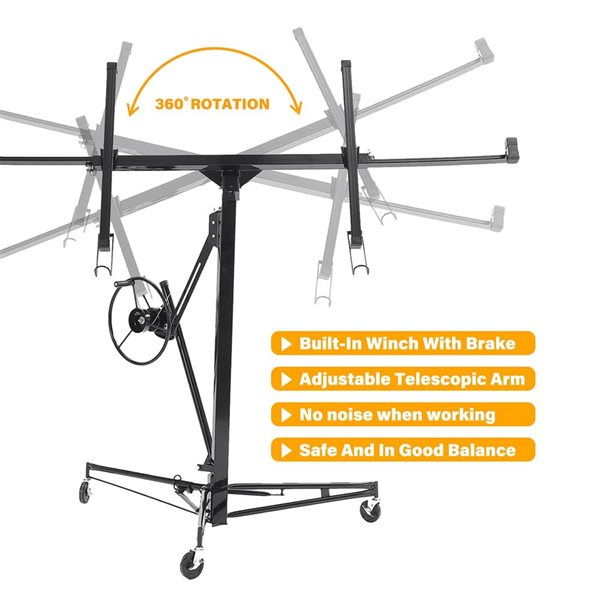 Flynama 11 ft Black Steel Drywall Lift