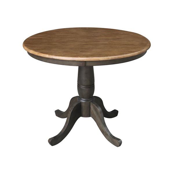 International Concepts 36 dia x 29.1 in H Wooden Round Top Pedestal Dining Table Hickory Washed Coal K45 36RT RONA
