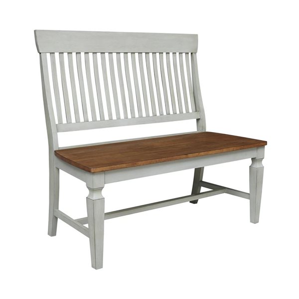 International Concepts Vista Slat Back Wood Bench - Hickory/Stone BE41 ...