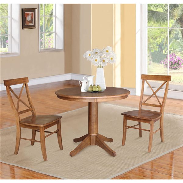 International Concepts 36-in Round Top Pedestal Wood Dining Table with ...
