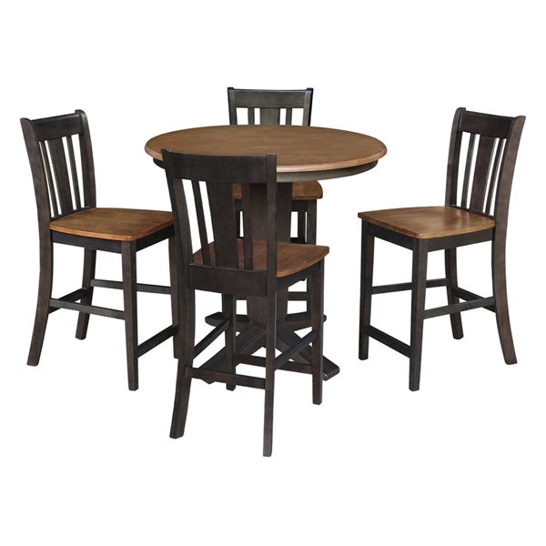 International Concepts 36-in Solid Wood Round Top Dining Table with 4 ...
