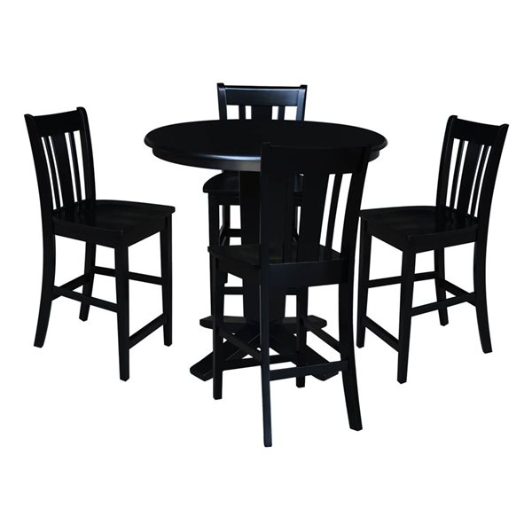 International Concepts 36-in Solid Wood Round Top Dining Table with 4 ...