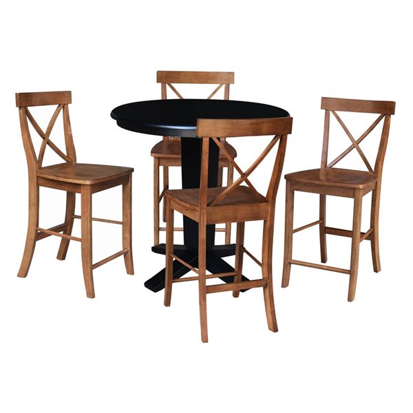 International Concepts 36-in Solid Wood Round Top Dining Table with 4 ...