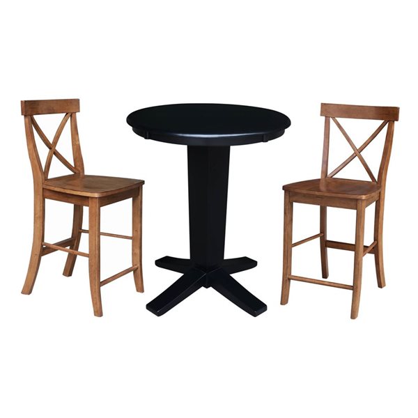 International Concepts 36-in Solid Wood Round Top Dining Table with 2 ...
