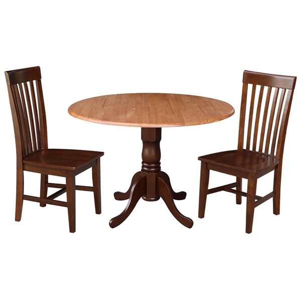 International Concepts 42-in Dual Drop Leaf Table with 2 Slat Back ...