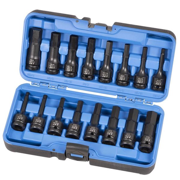 Jeu de 16 douilles à chocs à embout hexagonal JET SAE et métriques à entraînement 1/2 po 610340 ...