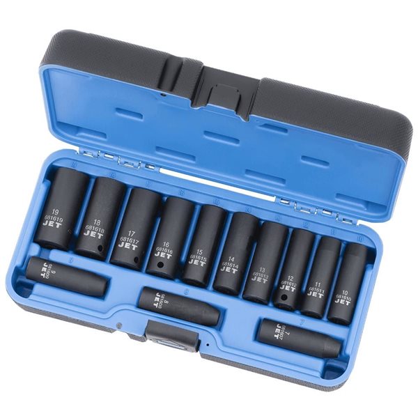 JET 13-Pc 3/8-in Drive Deep Metric Impact Socket Set - 6 pt. 610218 | RONA