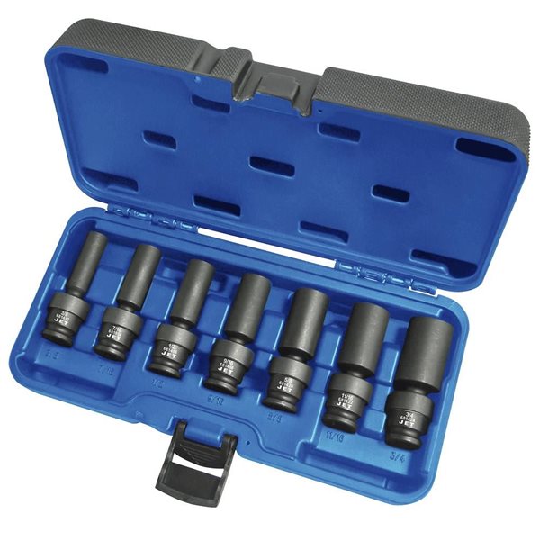JET 7-Pc 3/8-in Drive SAE Universal Deep Impact socket Set - 6 Point ...