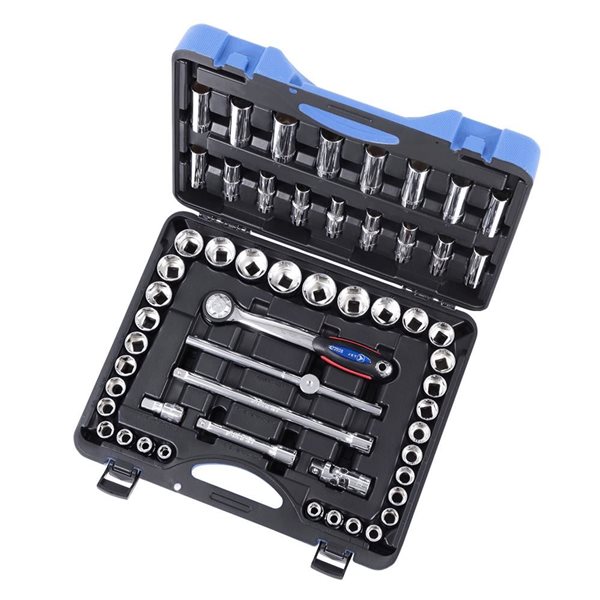 JET 55-Pc 1/2-in Drive SAE/Metric Socket Wrench Set - 6 pt. 600341 | RONA