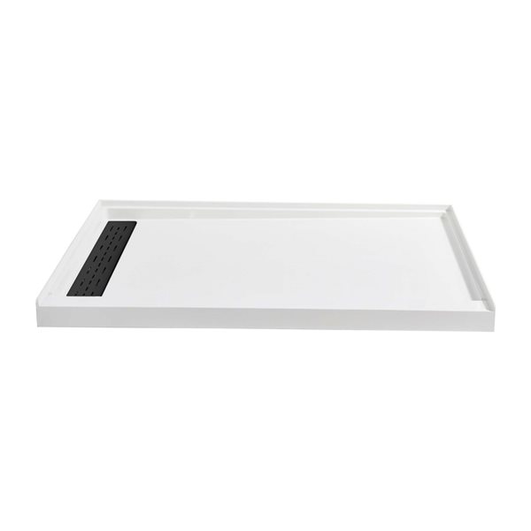 Woodbridge 60 x 34 x 4-in Solid Surface Shower Base with Left Matte ...