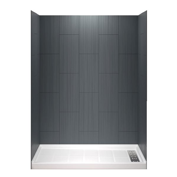 Woodbridge 60 x 36 x 75-in 4 Pieces Alcove Shower Kit with Grey Shower ...