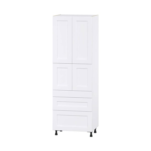 Hugo&Borg Jolie 4-Door White Pantry Cabinet with Three Drawers and 2 ...