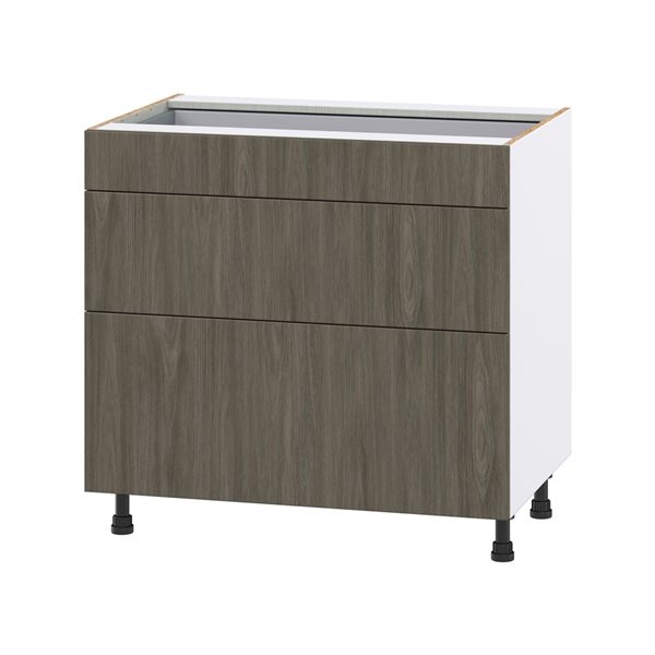 Hugo&Borg Savane 36 W x 34.5-in H 3-Drawer Brown Base Kitchen Cabinet ...