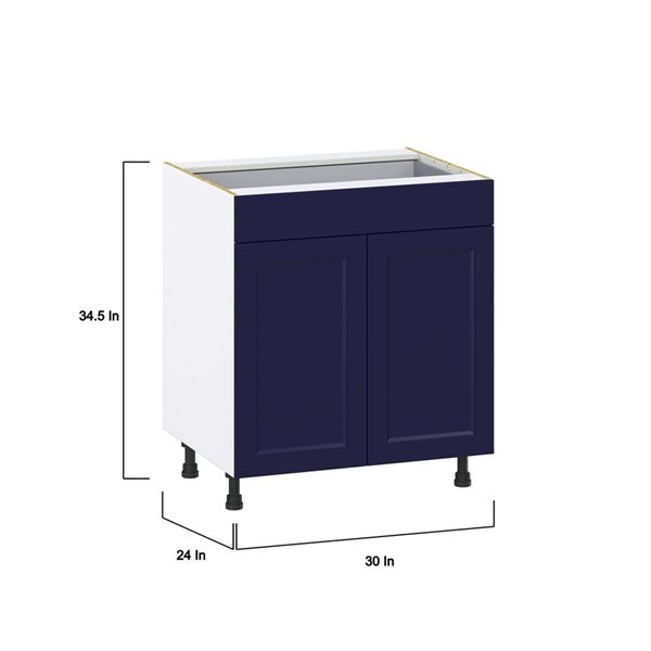 Hugo&Borg Lorette Base 2 Doors & Drawer Blue Kitchen Cabinet - 30 x 34. ...