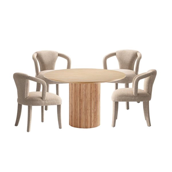 Manhattan Comfort Hathaway and Palmer Natural/Gold Dust Solid Wood 5 ...