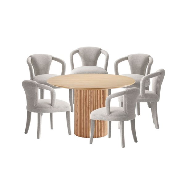 Manhattan Comfort Hathaway and Palmer Natural/Silver Lining Solid Wood ...