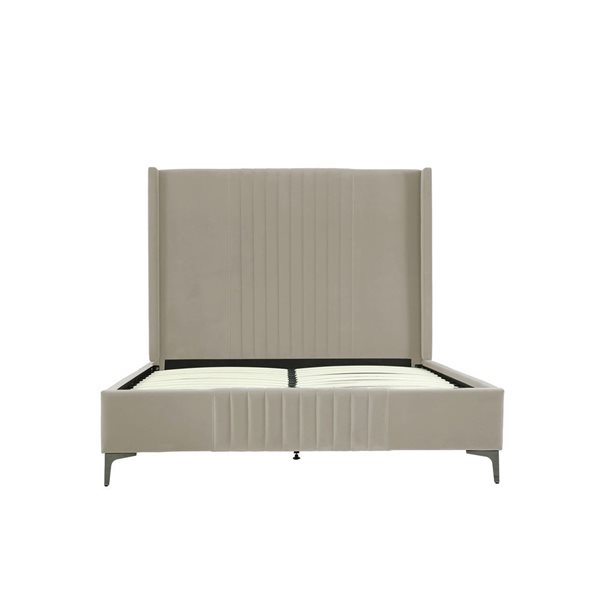 Grand lit double Promenade Manhattan Comfort en velours taupe rustique ...