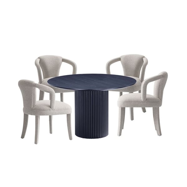 Manhattan Comfort Hathaway and Palmer Black/Silver Lining Solid Wood 5 ...