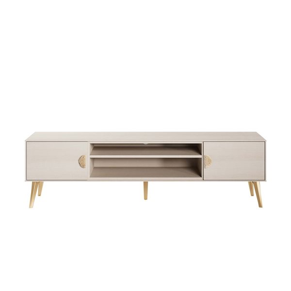 Manhattan Comfort Haley White Mid-Century Modern TV Stand for TVs up to ...