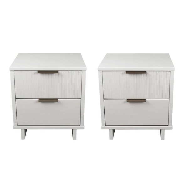 Manhattan Comfort Granville Set of 2 White Modern Solid Wood 2-Drawer Nightstand 2-NS-5011 | RONA