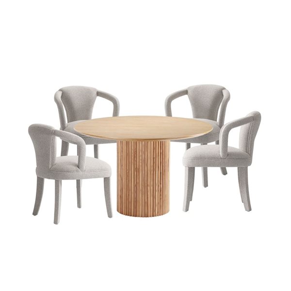 Manhattan Comfort Hathaway and Palmer Natural/Silver Lining Solid Wood ...