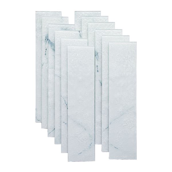 LuxySplash Esli Textured 3 x 12-in 3D Glass Subway Peel and Stick Wall ...