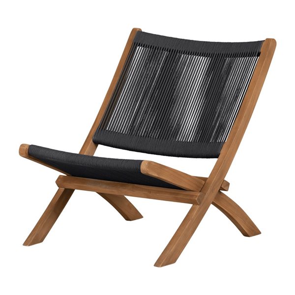 South Shore Furniture Agave Natural Teak/Grey Woven Rope Lounge Chair ...
