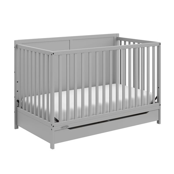 Lit de bébé convertible 5 en 1 Melrose Graco gris galet avec tiroir ...