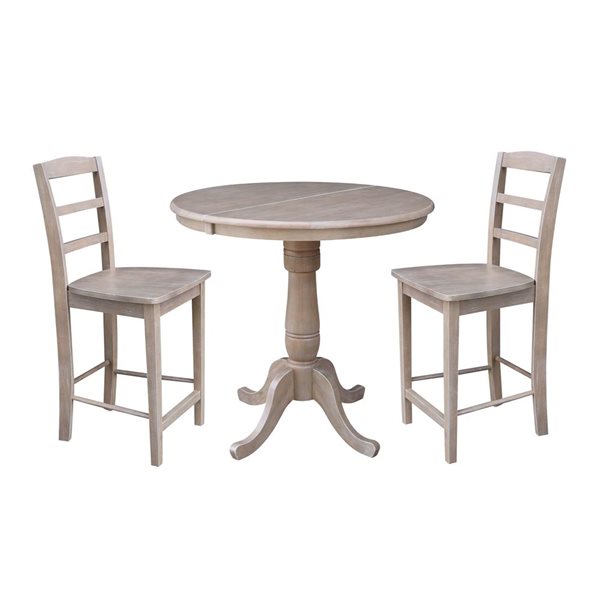 International Concepts 36-in Round Extension Dining Table w/ 2 Madrid ...