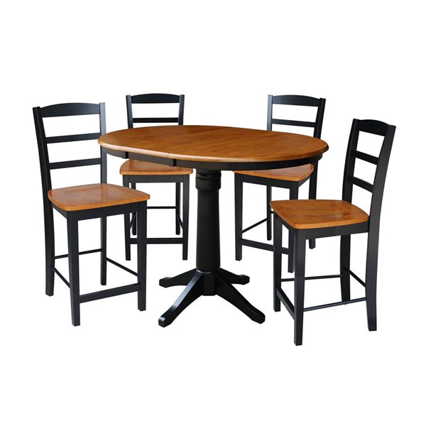International Concepts 36-in Round Extension Dining Table w/ 4 Madrid ...