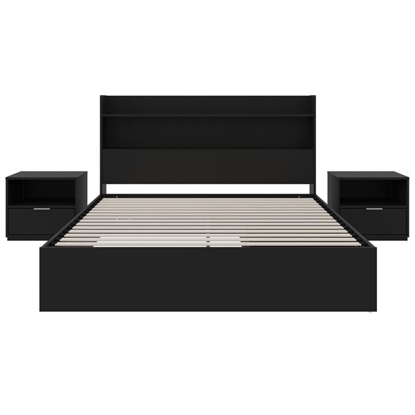 Nexera Hunter Queen-Size Platform Bed w/ Headboard and 2 Nightstands ...