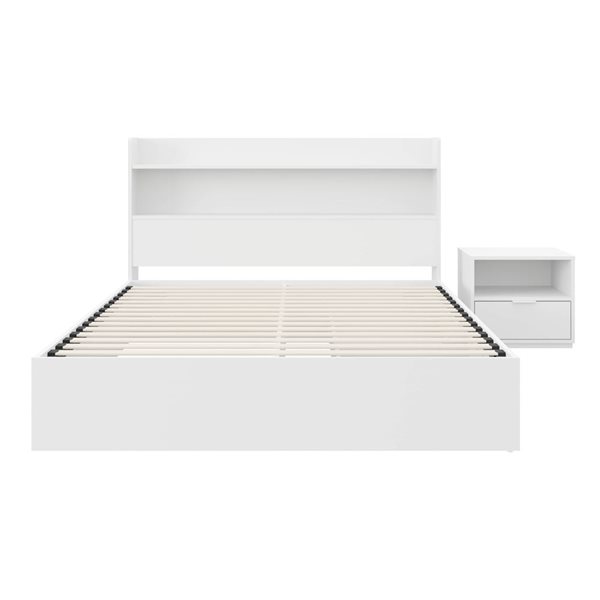 Nexera Hunter Queen-Size Platform Bed w/ Bookcase Headboard and 1 ...