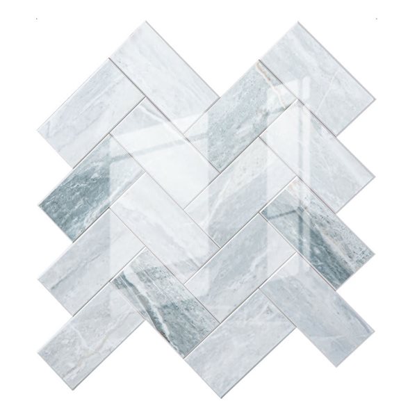 LuxySplash Drita 11.3 x 12.7-in Grey-Blue Marble Stone Composite Wall ...