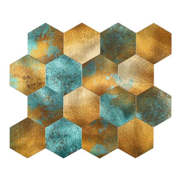 LuxySplash Lola 11.5 x 10-in Rusty Green Metal Wall Tile - 3.1 ft²/Pack ...