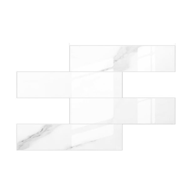LuxySplash Drita 12 x 18-in White Marble Stone Composite Wall Tile - 3 ...