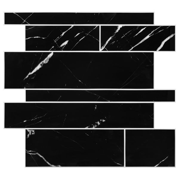 LuxySplash Drita 12 x 14-in Black Marble Stone Composite Wall Tile - 3 ...